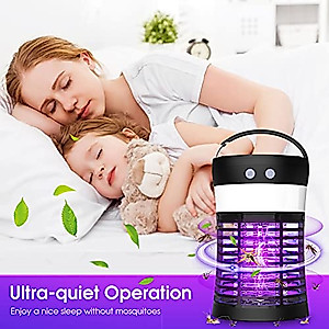 Hwallkare Bug Zapper Mosquito Zappers Killer, Solar Powered Electric Fly Zapper Light with Camping Lantern, Waterproof USB Rechargeable Fly Killer for Indoor Outdoor