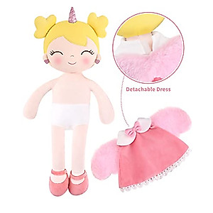 GAGAKU Soft Baby Doll Plush Unicorn Girl Angle with Wings 17” Cute Plush Baby Toys for Baby and Toddler - Pink
