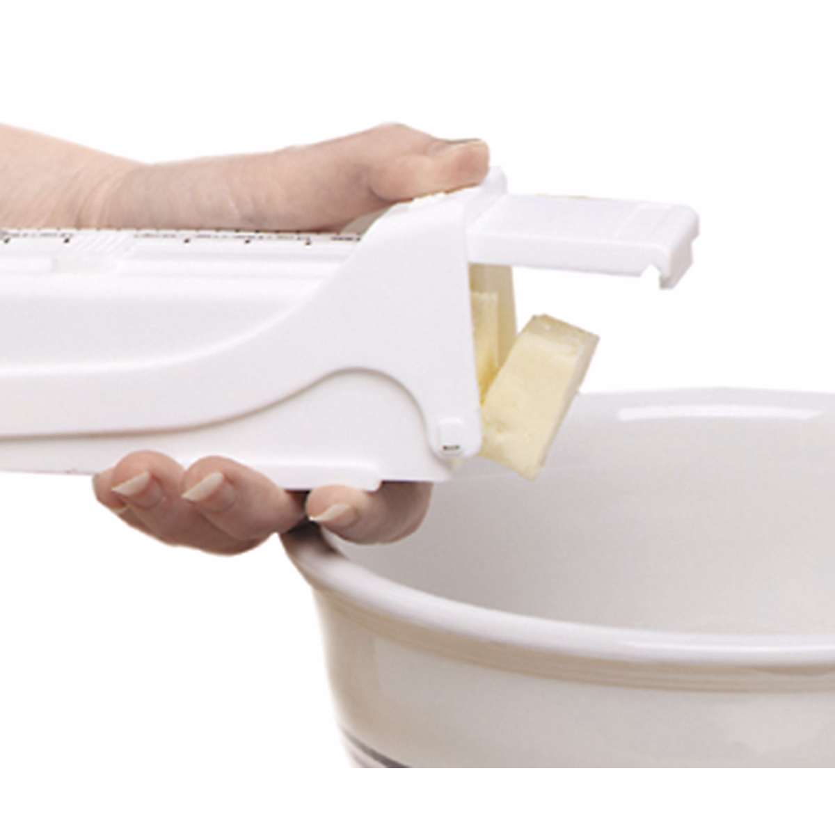 KitchenArt Buttermate Butter Cutter Slicer, Measuring Dispenser and Keeper, White