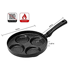 MyLifeUNIT Egg Frying Pan, 4-Cup Nonstick Fried Egg Pan, Aluminum Egg Cooker Pan with Lid and Spatula