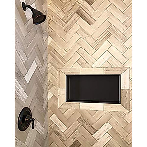 Shower Niche - NO TILE NEEDED 24" X 12" Powder Coat Black Recessed Single Shelf Organizer – Best Modern In Wall Bathroom Accessory for Shower or Tub Storage | Nook Insert Holds Soap Bottles Toiletries