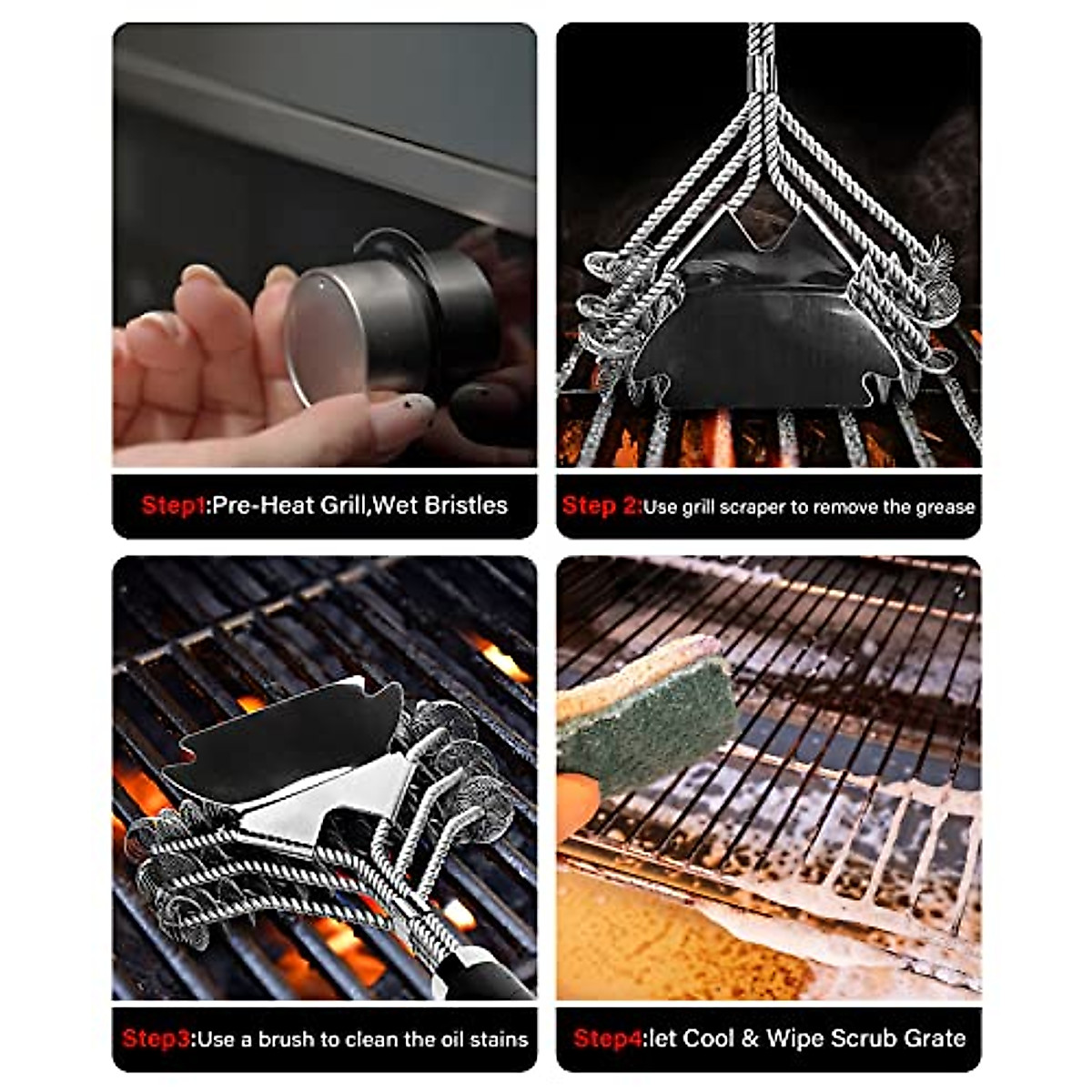 18inch Grill Brush and Scraper Bristle Free - BBQ Brush for Grill Cleaning Stainless Grill Cleaning Brush BBQ Grill Accessories Tools- Gifts for Men Dad