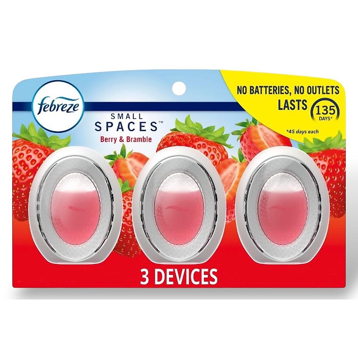 Febreze Small Spaces Air Freshener, Plug in Alternative for the Home, Berry & Bramble, Odor Fighter for Strong Odor (4 Count)