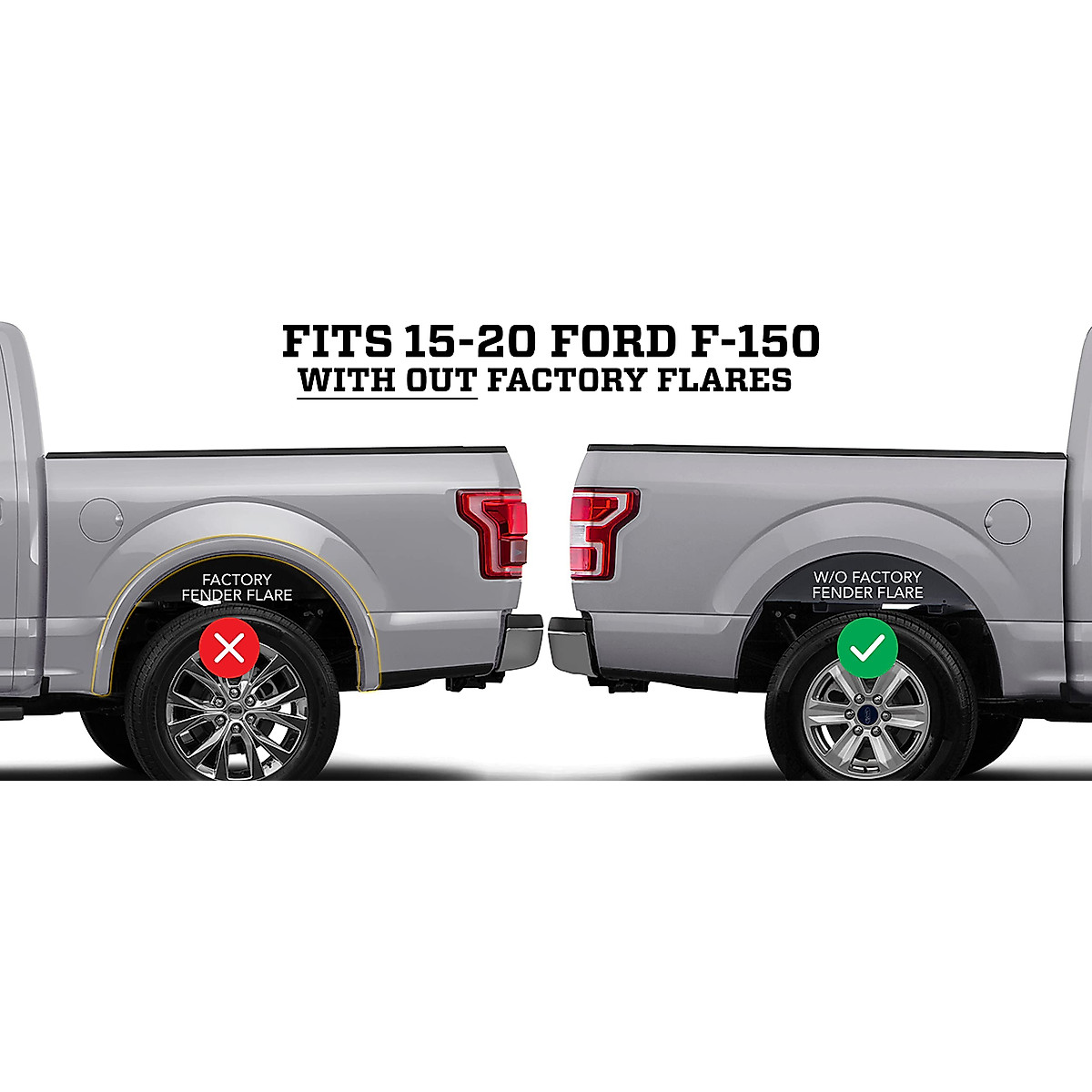 Husky Liners - Front & Rear Mud Guards | 2015 - 2020 Ford F-150 No Fender Flares, Front & Rear Set - Black, 4 Pc | 58446