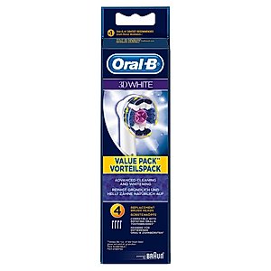 Oral-B Genuine 3D White Replacement Toothbrush Heads, Refills for Electric Toothbrush, Polishes to Remove Stains for Whiter Teeth, Pack of 4