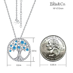 Birthday Gifts for Wife Mom Tree of Life Necklace March Birthstone Aquamarine Jewelry for Her Sterling Silver Necklace