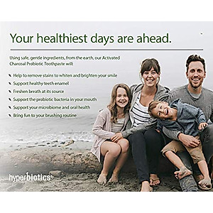 Hyperbiotics Activated Charcoal Probiotic Toothpaste | Oral Probiotics for Women and Men | Fluoride Free Whitening | Freshen Bad Breath, Gum Health Support, Whitens Teeth | Spearmint, 1 Tube, 4oz