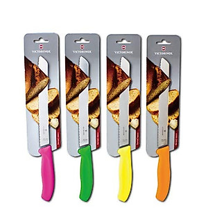 Victorinox 6.8636.21L9B Swiss Classic Bread Knife For Cutting Loaves Of Bread And Rolls Serrated Blade in Orange, 8.3 inches