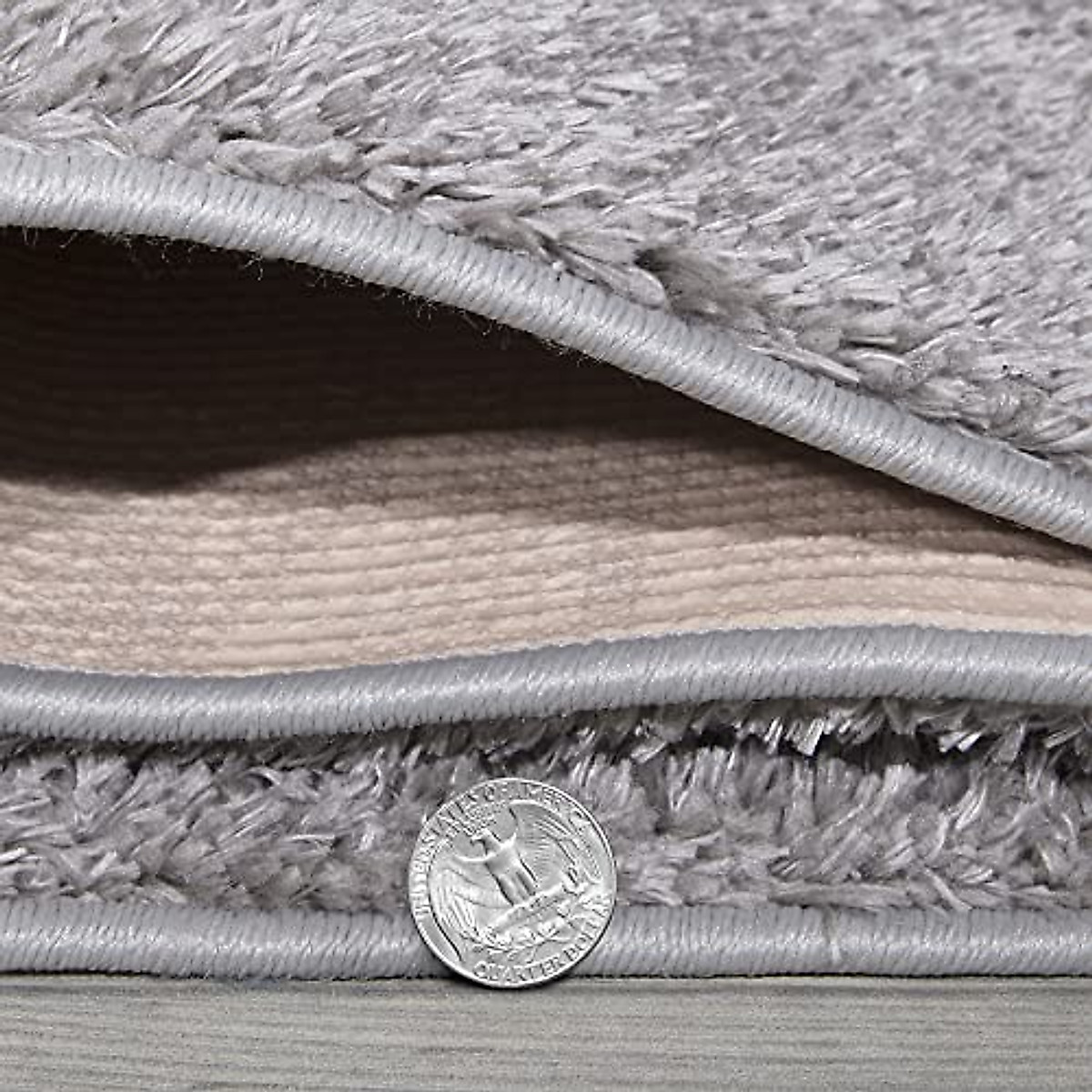 Machine Washable Solid Design Non-Slip Rubberback 2x6 Soft Shag Runner Rug for Hallway, Bedroom, Bathroom, Living Room, Kitchen, 2'2" x 6', Gray