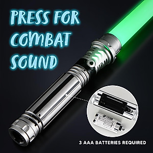 JOYIN Extendable 2-in-1 Light Up Sword for Kids, Dual LED Swords Set with FX Sound (Motion Sensitive) and Realistic Sliver Handle for Fighters and Warriors, New Years Eve Party Supplies Boys Stuff