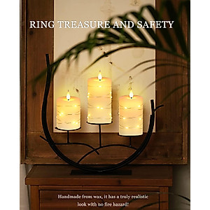 Flameless Candles With Remote, Battery Operated Candles LED Candles with string lights Flickering Candles with Timer, 4‘’ 5‘’ 6‘’ Candle For Seasonal and Festival Celebration’s Candles set of 3