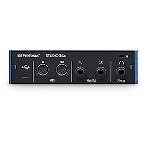 PreSonus Studio 24c 2x2 USB Type-C Audio/MIDI Interface with CR3-X Creative Reference Multimedia Monitors and 1/4” Instrument Cable and Microphone Isolation Shield