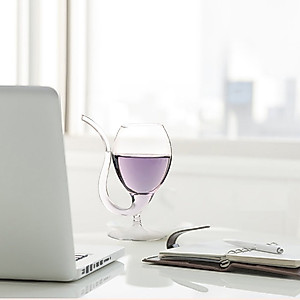 LOHOME Creative Vampire Filter Wine Glass, Clear Juice Cup, Goblet With Drinking Tube Straw High Gorosilicate Glass Wine Decanter, 300ml/10oz (Pack of 1)