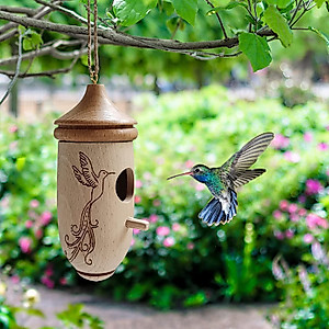 Hummingbird Houses,Natural Crude Wood Humming Bird House Outside Hanging,Hummingbird Nest for Wren Swallow Sparrow Hummingbird Finch Houses (E)
