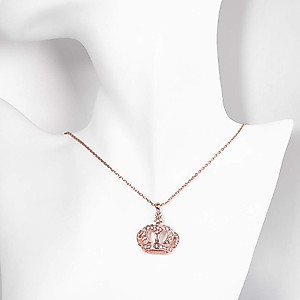 HENGYID Queen Style 18K Rose Gold-Plated Crown Necklace Pendant (Rose gold)