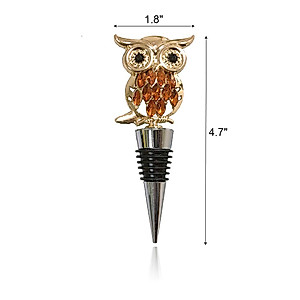 Adonisaon Owl Wine Stoppers Cute Wine Stopper Decorations Metal Zinc Alloy Wine Bottle Stopper Reusable Wine and Beverage Stoppers (2 Beautiful Packs with Golden Wine Stoppers)