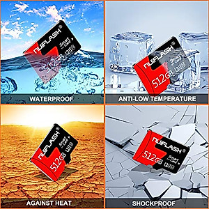 Micro Memory SD Cards 512GB TF Card with Free SD Card Adapter Class 10 High Speed 512GB Memory Card 512GB for Dash Cams Action Camera,Surveillance&Security Cams 512GB