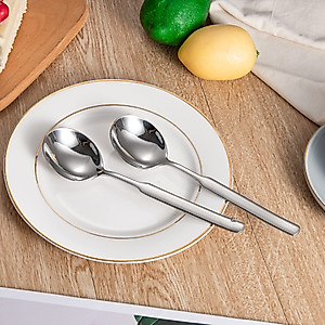 IMEEA Big Soup Spoons 7.75-Inch Round Soup Spoons Large Scoop Heavy Duty 316 Stainless Steel Soup Spoons with Long Handle, Set of 4