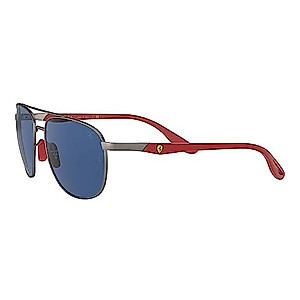 Ray-Ban RB3659M Scuderia Ferrari Collection Square Sunglasses, Matte Gunmetal/Dark Blue, 57 mm