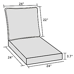 INFBLUE Deep Seat Cushions, 24x24 Outdoor Cushions, Patio Furniture Cushions, Deep Seat & Back Cushion Patio Cushions with Rmoveable Cover for Backyard Couch Sofa Fade Resistant (Black)