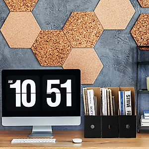 Thenshop 24 Pcs Cardboard Magazine File Holders Magazine Book Bin Box with Label Sticker Magazine Paper Organizer Storage Folder for Desk Shelves School Classroom Office(Black, Classic)