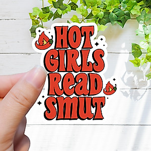 3.25" Hot girls Read Smut Laminated laptop tablet sticker Love to read Dirty Romance Novels Books Avid Adult Fire Spicy reader latte cappuccino espresso black Book kindle laptop pc desktop gift