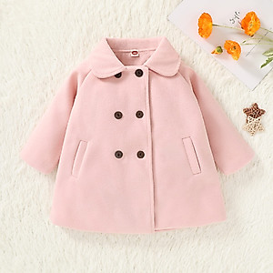 JEELLIGULAR Toddler Baby Girl Coats Kids Cloak Button Warm Thick Jacket Clothes Baby Fall Winter Outwear Clothes Set (Pink, 12-18 Months)