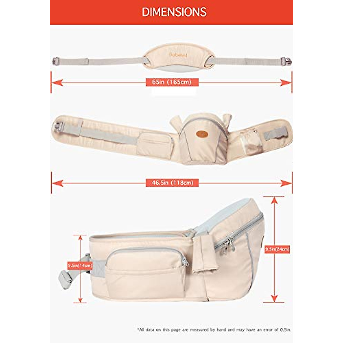 Baby Hip Seat Carrier Baby Waist Stool for Child Infant Toddler with Adjustable Strap Buckle Pocket Soft Inner Huge Storage (Dark Blue)