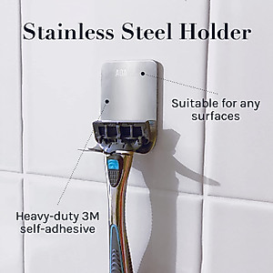 AOA Men's 6 Blade Razor Kit 7pcs in Kit Including 1pc Handle 5pcs Swedish Six-Blade Heads 1pc Stainless Steel Shower Hook Lubricating Aloe Vitamin E Strip for Comfortable Close Shave