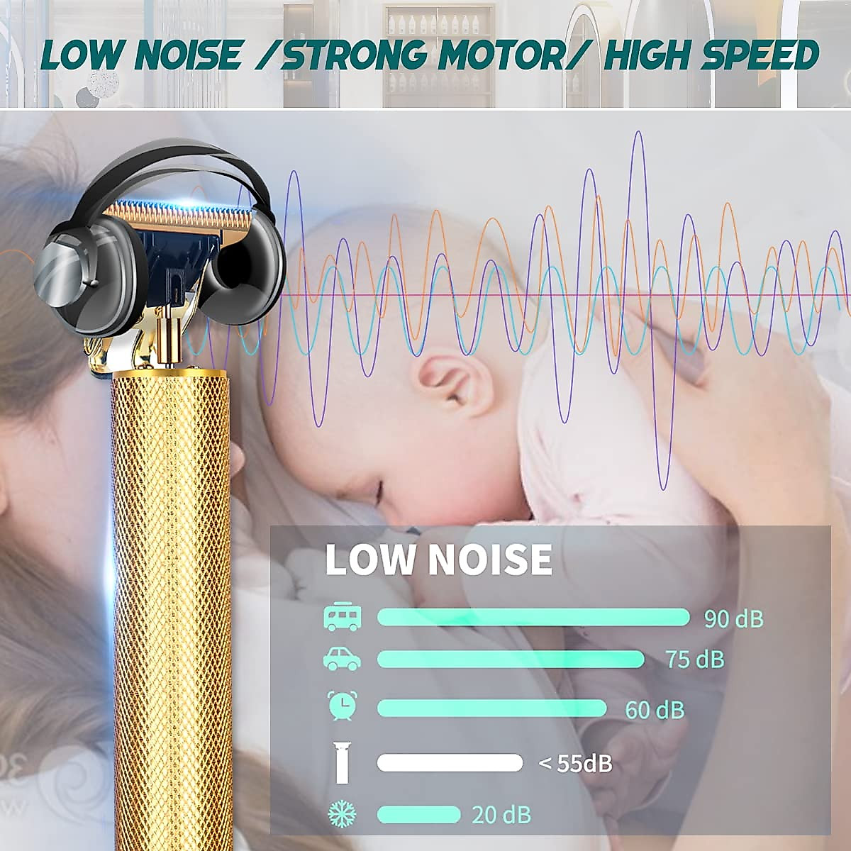 Taomoiup Professional Hair Trimmer for Men, Cordless Trimmer for Men, Beard Trimmer for Men, Electric T Blade Liners Outline Edgers Shaver 0mm Bald Zero Gap Grooming Kit with Guide Combs (Gold)