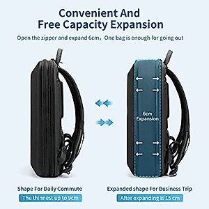 JUMO CYLY Hard Shell Laptop Backpack 15.6 Inch, Expandable Business Travel Computer Backpack for Men Women Water-resistant Gaming Daypack