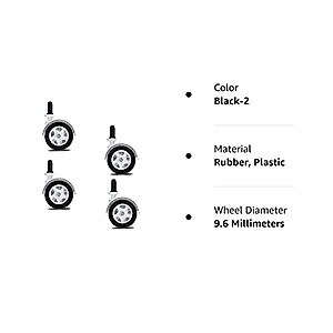 BAYWYI Baby Walker Wheels Replacement, Set of 4, Baby Walker Accessories, Plastic Rubber Wheels Casters, Universal Wheels (A-Black)