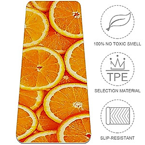 Yoga Mat, Yoga Mats for Home Workout, Workout Mat, Exercise Mats, Pilates Mat, Fruit Orange Art pattern