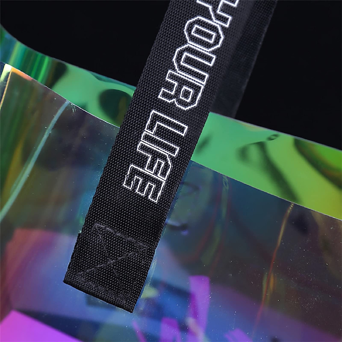 Jainnowa Clear Tote Bag, Hologram Large Clear Tote, Clear Bags Stadium Approved, 16"X 12"X 6" Translucent & Reflective Transparent See Through Big Clear Tote Handbag, Clear Tote Bags