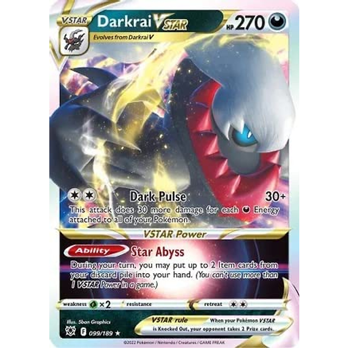 Darkrai VSTAR - 099/189 - Ultra Rare - Sword & Shield - Astral Radiance