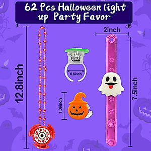 62 Pcs Halloween Party Favors for Kids Rotating Fidget Spin Light up Necklaces LED Bracelets Flash Rings Halloween Toys Glow in The Dark Halloween Party Supplies Gift Halloween Treat Goodie Bag Filler