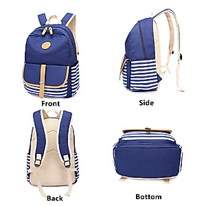 4 Piece Striped Student Backpack set Boys Girls School Bag Teen Leisure Travel Bag