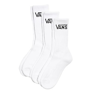 Vans Classic Crew Sock - Boys' - 3-Pack White, 1.0-6.0
