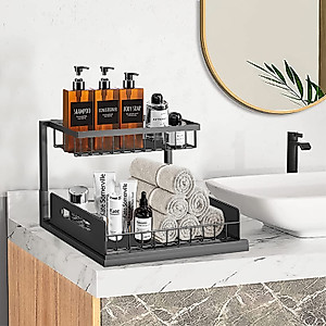 Hillbond Under Sink Organizer Storage 2 Tier Under Sink Shelf Organizer Rack , Multi-purpose Under Sink Storage for Bathroom Kitchen