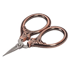 Sewing Embroidery Scissors, Vintage Sharp Detail Shears, Embroidery Cross Stitch Sewing Thread Mini Scissors for Craft Artwork Needlework Yarn, Antique Copper Color
