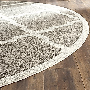 SAFAVIEH Amherst Collection 7' Round Dark Grey/Beige AMT421R Moroccan Trellis Non-Shedding Dining Room Entryway Foyer Living Room Bedroom Area Rug