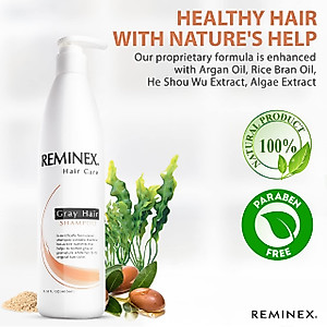 Reminex Anti Gray Hair Shampoo - Proprietary Treatment Infused with Argan Oil To Help Restore Gray And White Hair To Its Natural Color - 13.5 Oz No Paraben (1 Pack)