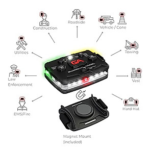 Guardian Angel Elite Series Safety Light - Red/Blue/White Front & Red/Blue Rear - Rechargeable, Magnetic, Hands-Free Wearable LED Flashlight for Law Enforcement, First Responders & Firefighters