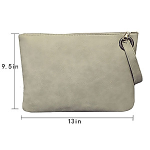Mily Oversized Clutch Bag Purse Envelop Clutch Chain Tote Shoulder Bag Handbag Foldover Pouch Gray