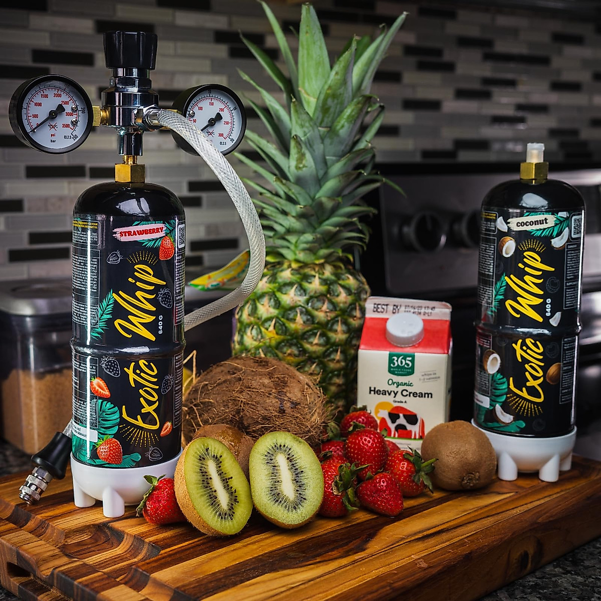 ExoticWhip Universal Pressure Regulator Gauge for Whip It Nitrous Tank 640G, 580G, 615G, 1100G, 2000G (2KG) Nitrous Oxide Chargers and Whipped Cream Dispenser with Whipped Cream Charger