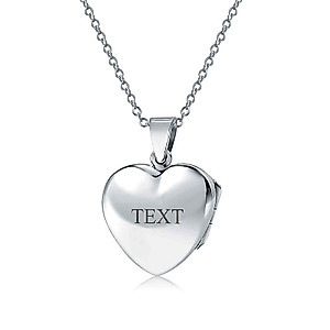 Personalized Engrave Delicate Medium Vintage Style carved Floral Flower Photo Heart Shape Lockets For Women That Hold Pictures .925 Silver Locket Necklace Pendant Custom Engraved