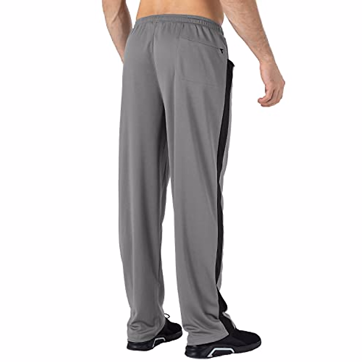 Gopune Men's Sweatpants with Zipper Pockets Open Bottom Workout Pants, for Athletic, Jogging, Training, Casual (Grey,M)