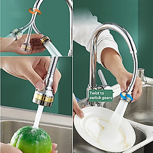 SVHCCBAR Swivel Faucet Aerator,Dual-function Faucet Nozzle 360 Degree Big Angle Rotating Kitchen Sink Faucet Attachment,Swivel Faucet Extender for Kitchen Sink Aerator LONG