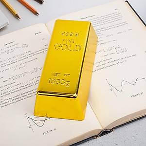 FUTUREPLUSX Gold Bar Door Stop, Fake Gold Bar Paperweight Gold Bullion Door Stopper Glittering Gold Brick Decorations