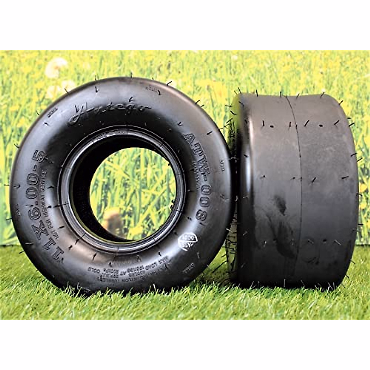 (Set of 2) 11x6.00-5 4 Ply Smooth Tread for Lawn & Garden Zero Turn Mower or Go-Kart